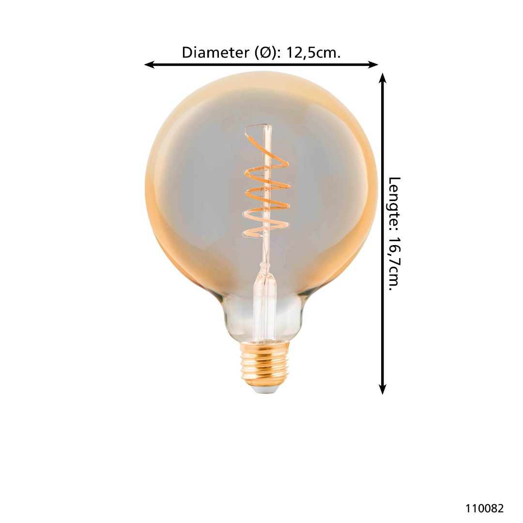 Eglo LED Lamp globe 125mm Dimbaar 4W E27 110082 - LED lampen - Lamp123.nl